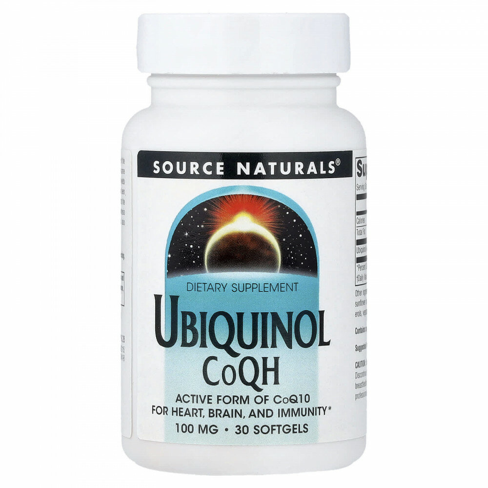 Source Naturals, Убихинол, коэнзим QH, 100 мг, 30 мягких таблеток