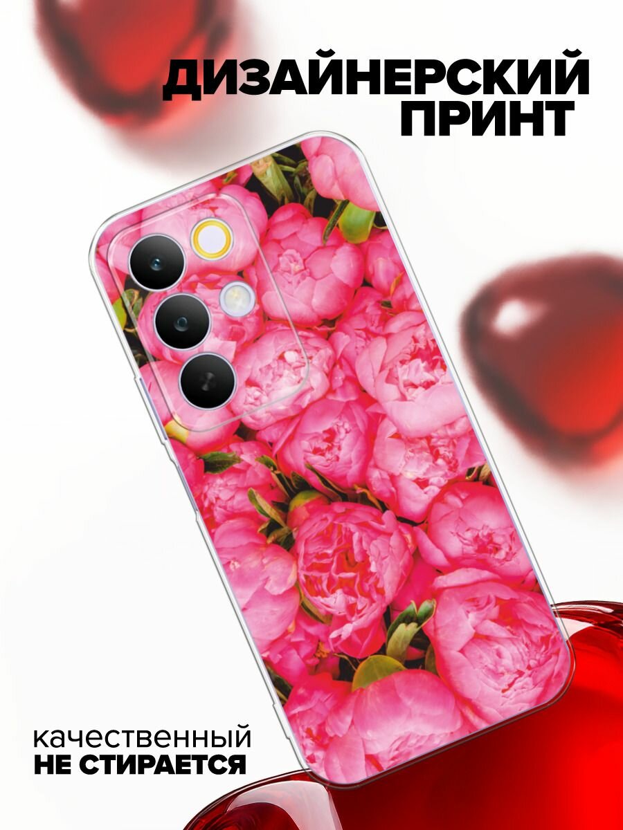 Силиконовый чехол на Realme C85 / Реалми C85 с принтом пионы — фото 1