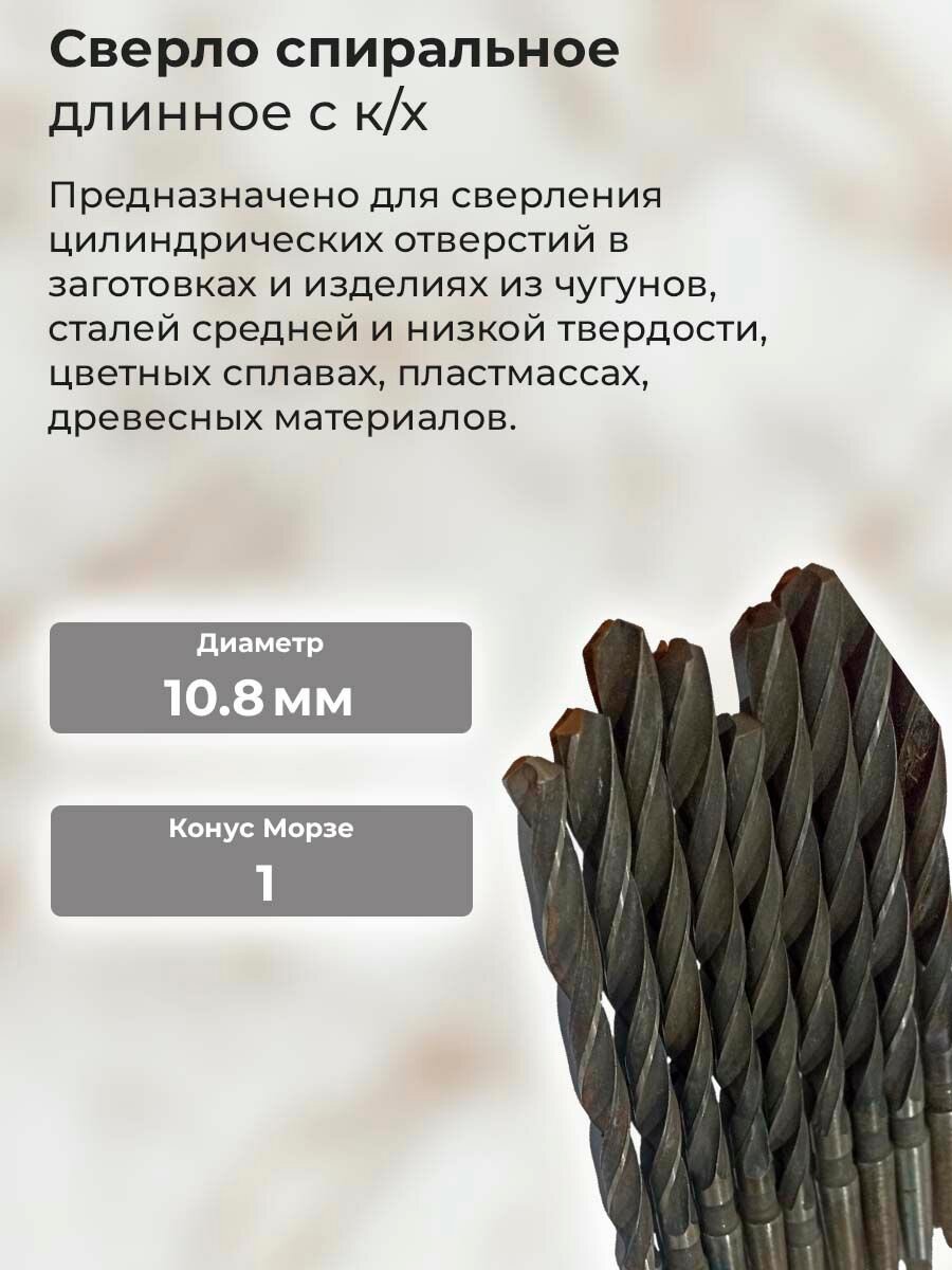 Сверло спиральное длинное с к/х ф10.8