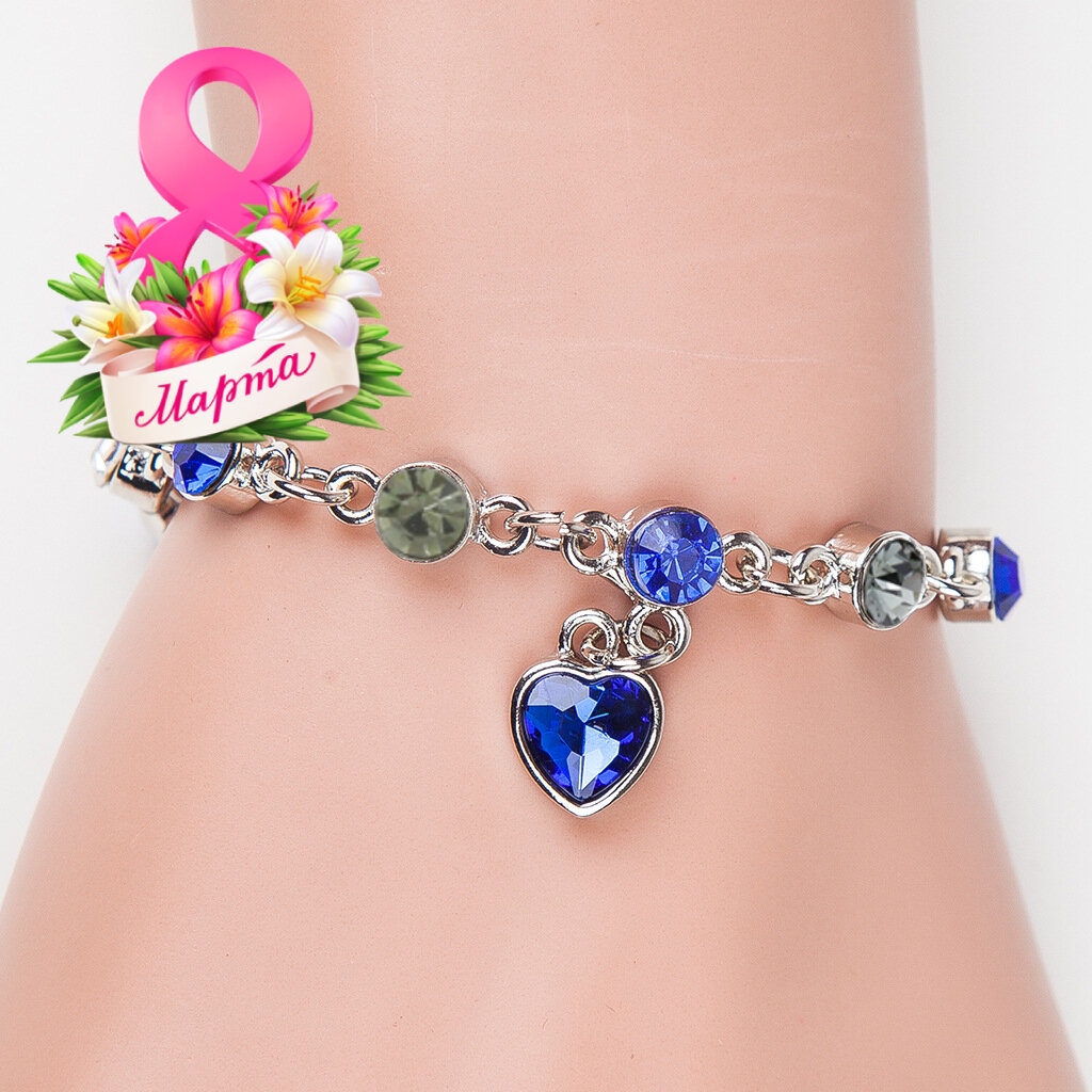 Браслет-цепочка, горный хрусталь, кристалл, фианит