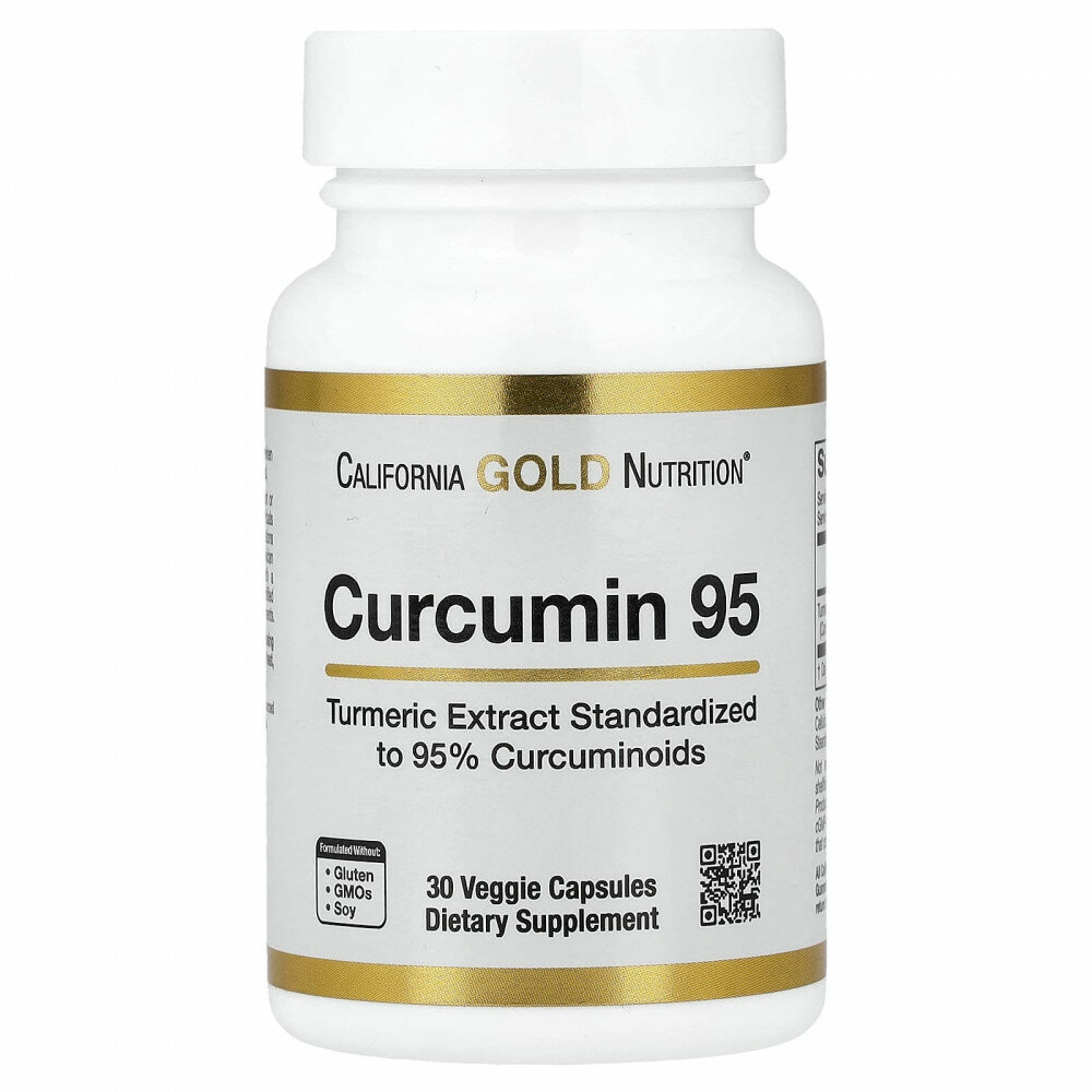 California Gold Nutrition, куркумин 95, 30 растительных капсул (500 мг в 1 капсуле)