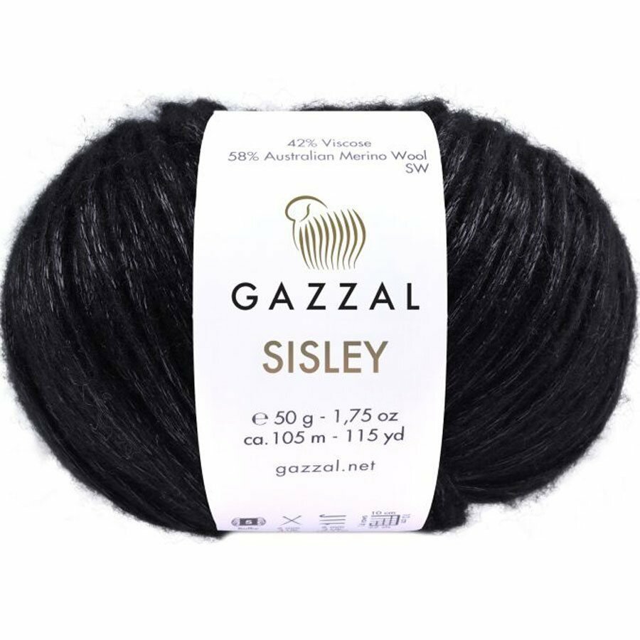 Пряжа Gazzal SISLEY 5716 черный (10 мотков)