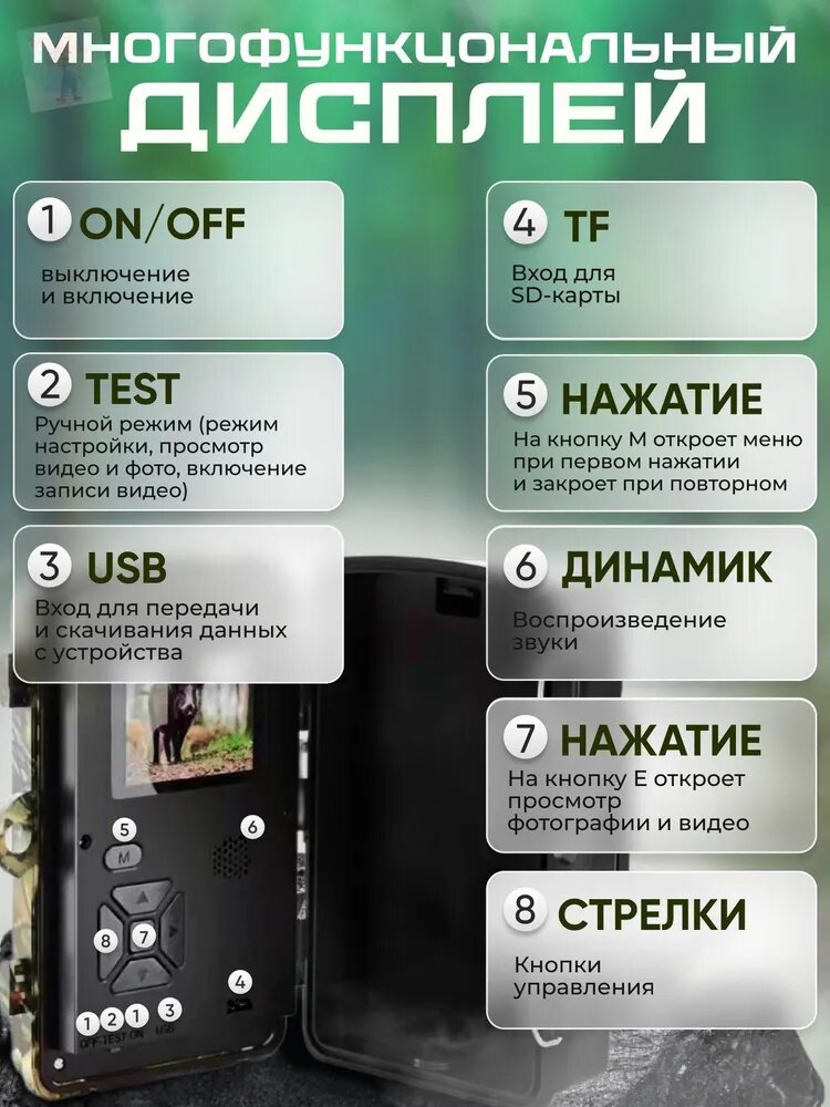 Фотоловушка с датчиком движения 12MP IP66 влагозащита для охоты с ночным видением — фото 1