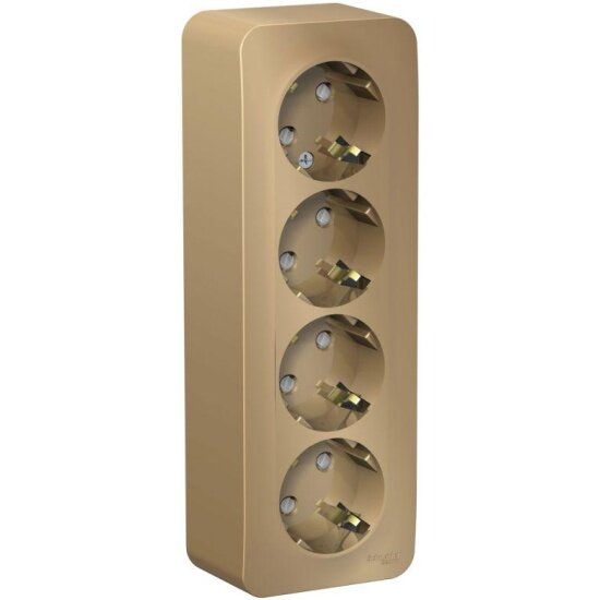 Розетка Systeme Electric (schneider Electric) SCHNEIDER ELECTRIC BLANCA 4-я с заземл. со шторк. Изол. ПЛ, 16А, 250В, Титан, BLNRA011414