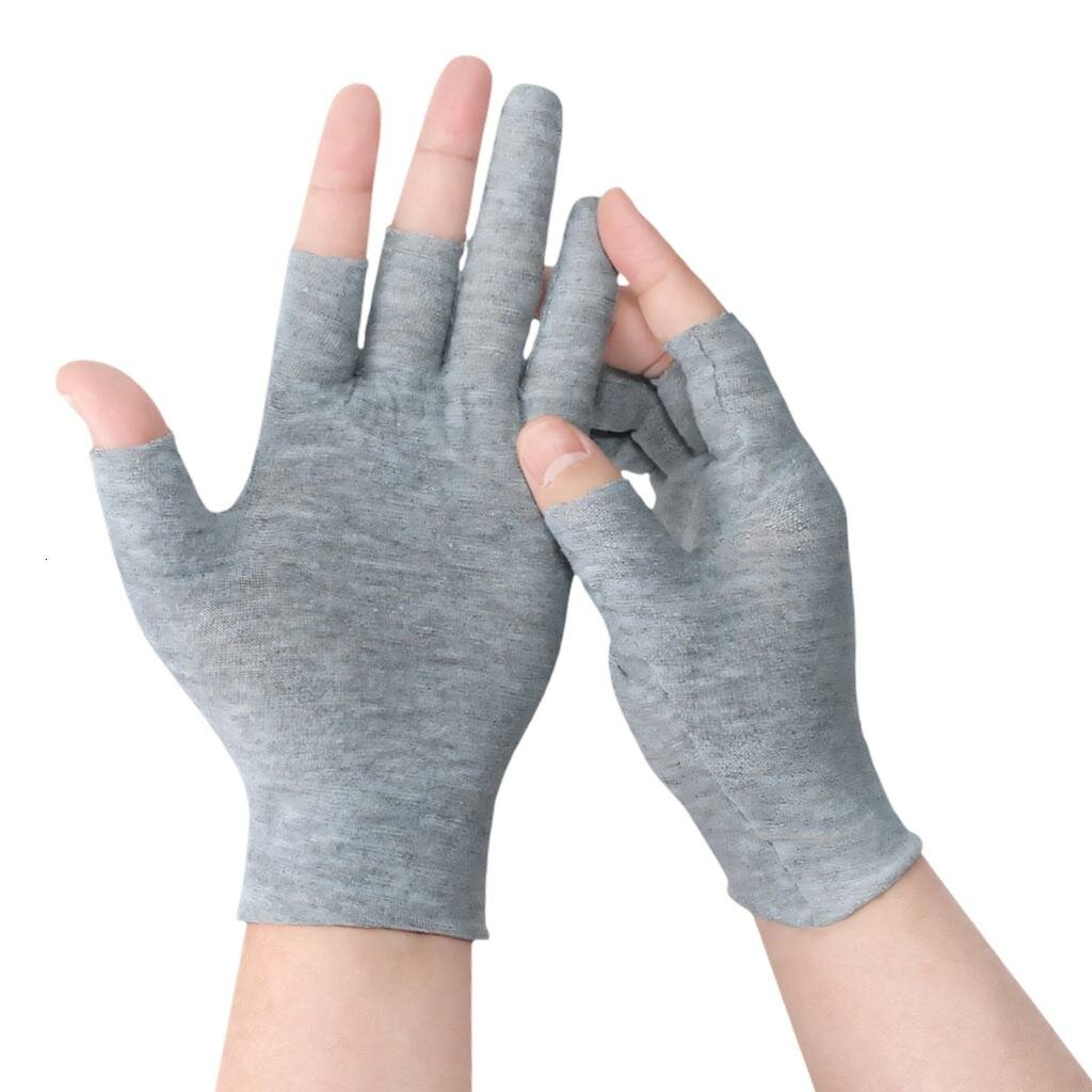 Хлопковые перчатки с открытыми пальцами, Серый