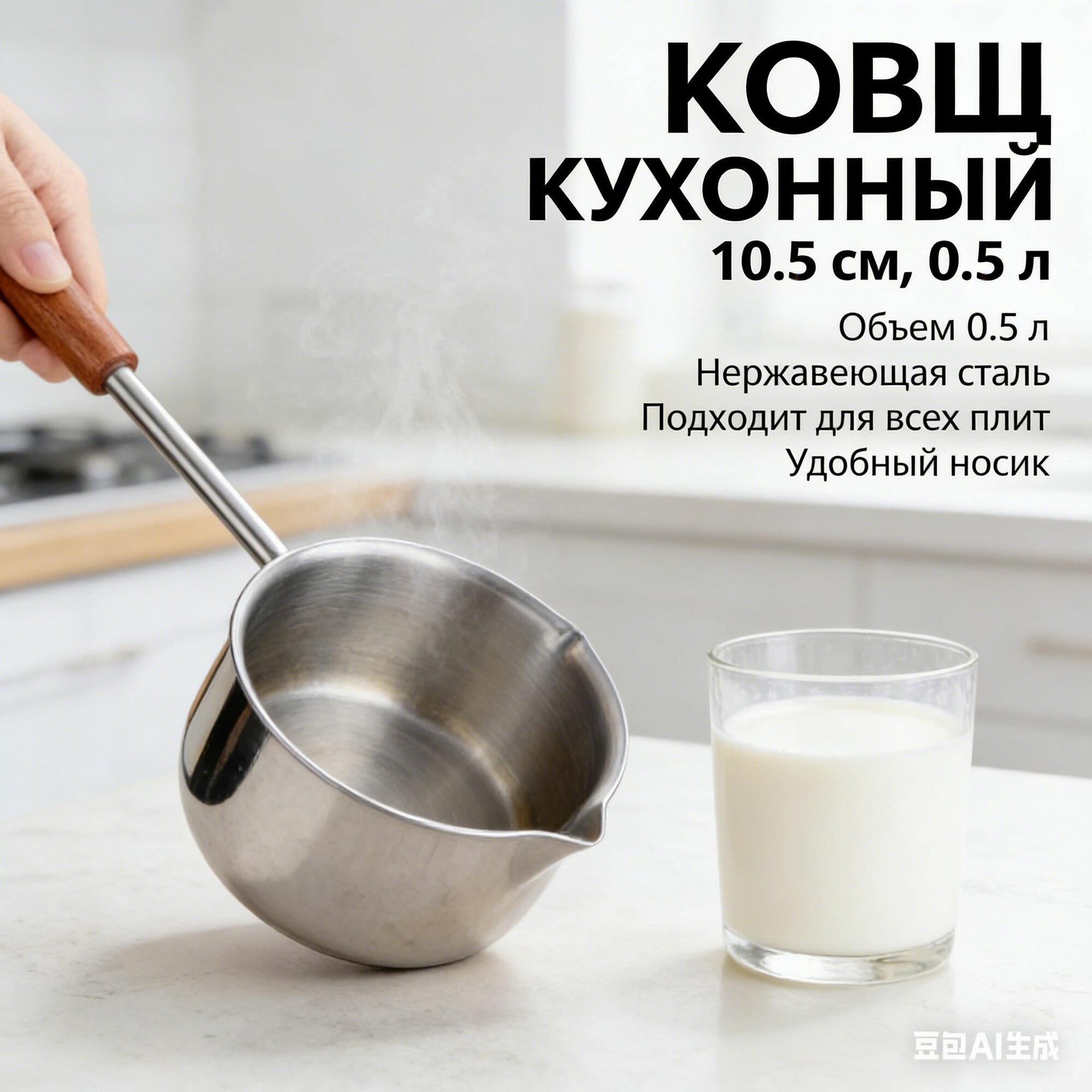 Молоковарка, Легированная сталь, 0.5 л