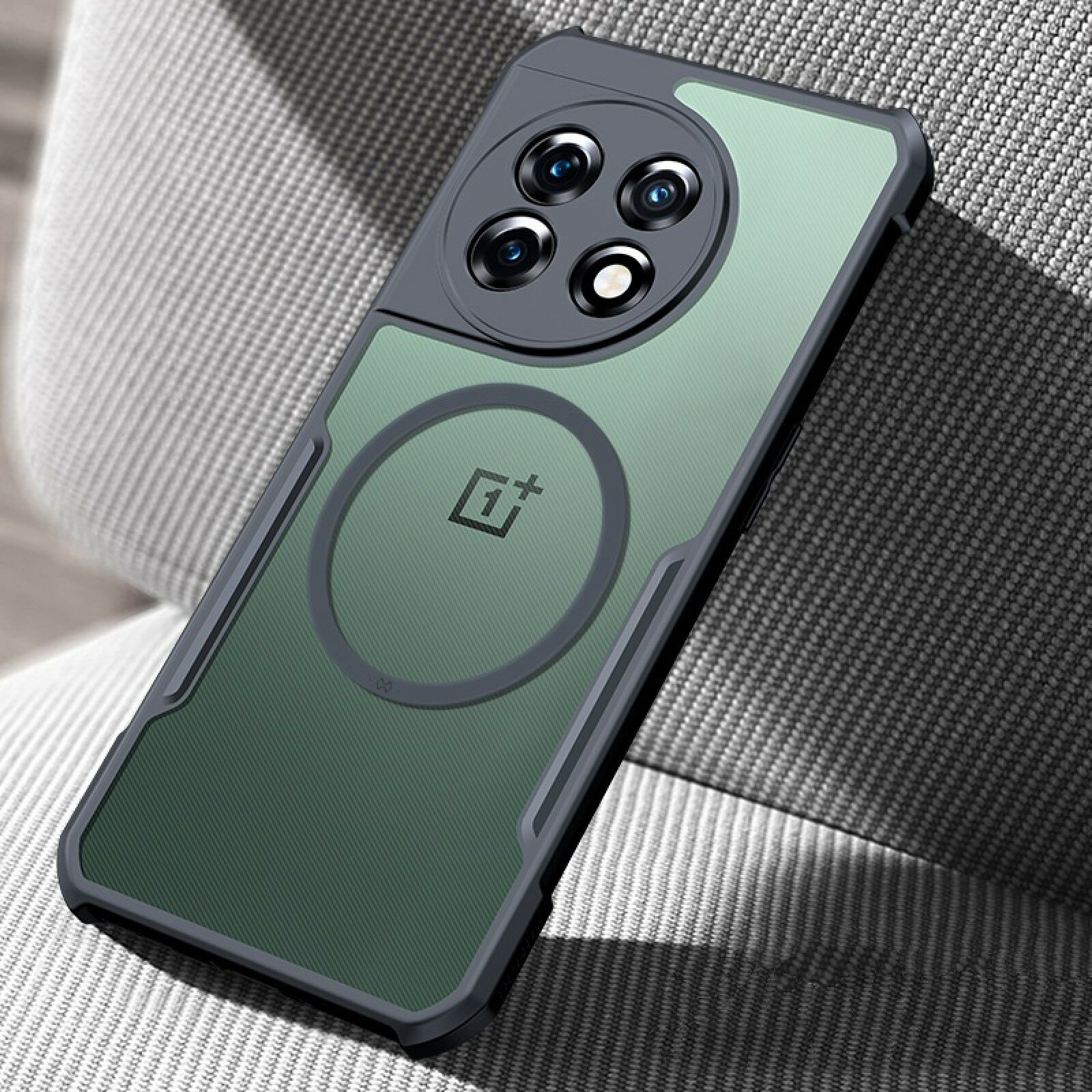 Чехол MyPads Labbri для OnePlus 11R и OnePlus Ace 2 из силикона с прозрачной пластиковой задней панелью и черной окаймляющей рамкой