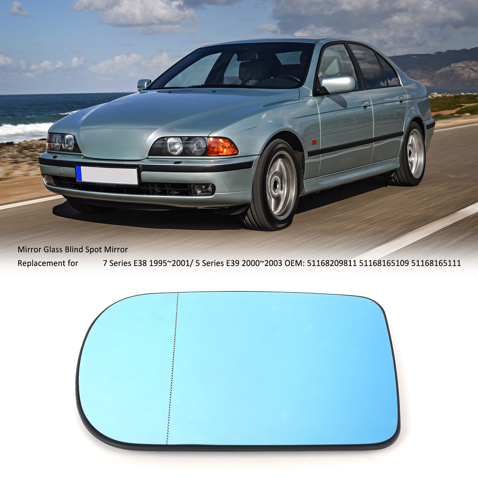Замена зеркала слепой зоны для BMW 7 E38 1995-2001/5 E39 2000-2003 OEM:51168209811,51168165109,51168165111 левая