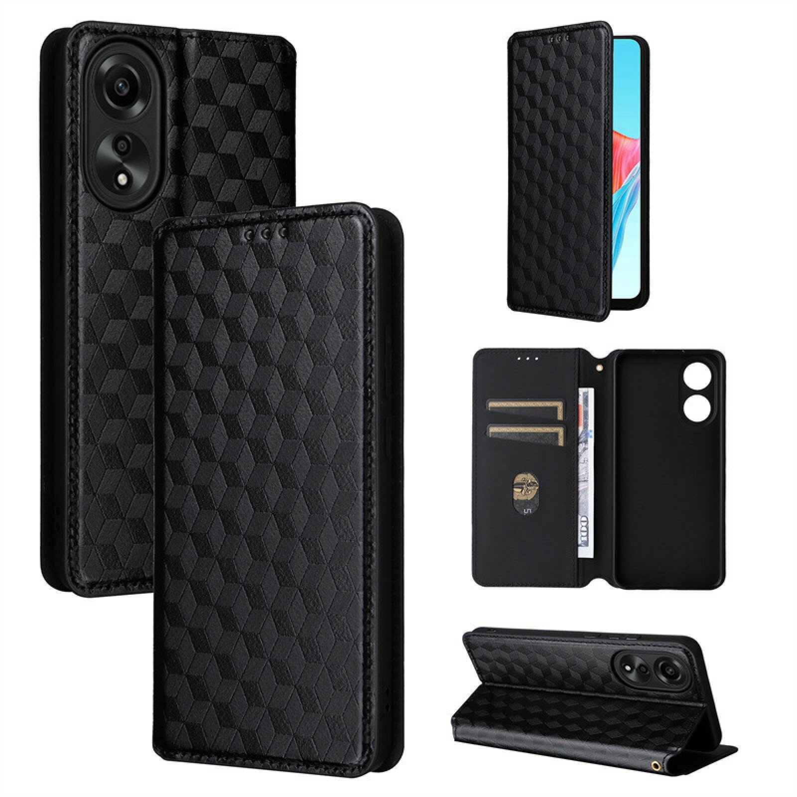 Чехол-книжка MyPads для Oppo A18 4G / OPPO A38 4G из импортной кожи с магнитной крышкой и отделением для карт