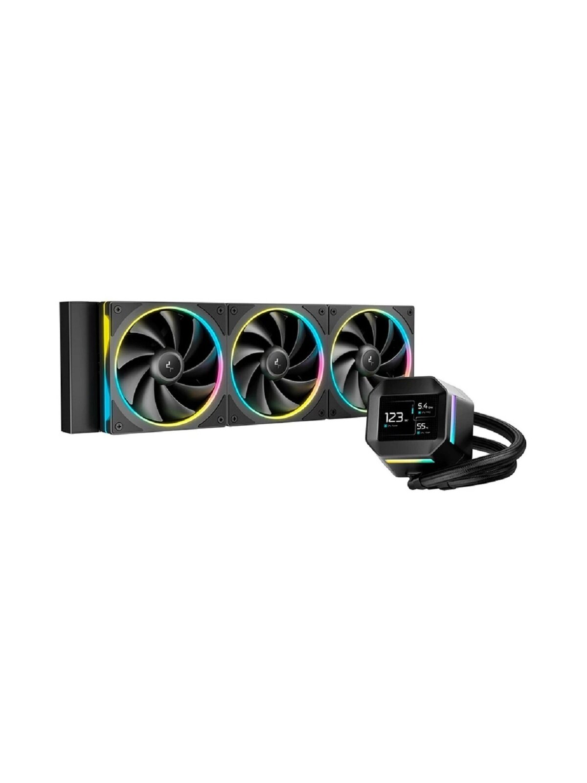 Кулер с водяным охлаждением Deepcool LM360 ARGB Soc-AM5/AM4/1200/1700/1851 черный 4-pin 19-36dB Al LCD 250W 1729gr Ret (R-LM360-BKDMMC-1)