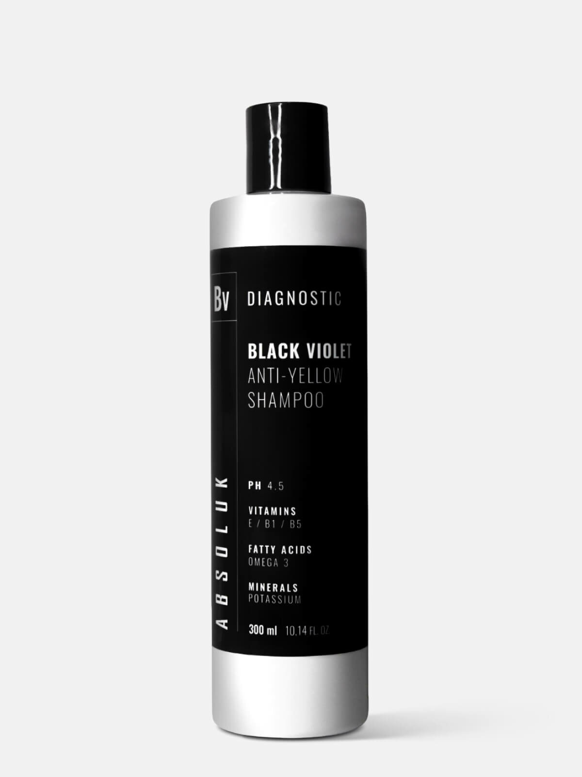 Шампунь антижелтый для осветленных волос Absoluk Diagnostic Black Violet Anti-Yellow Shampoo, 300 мл