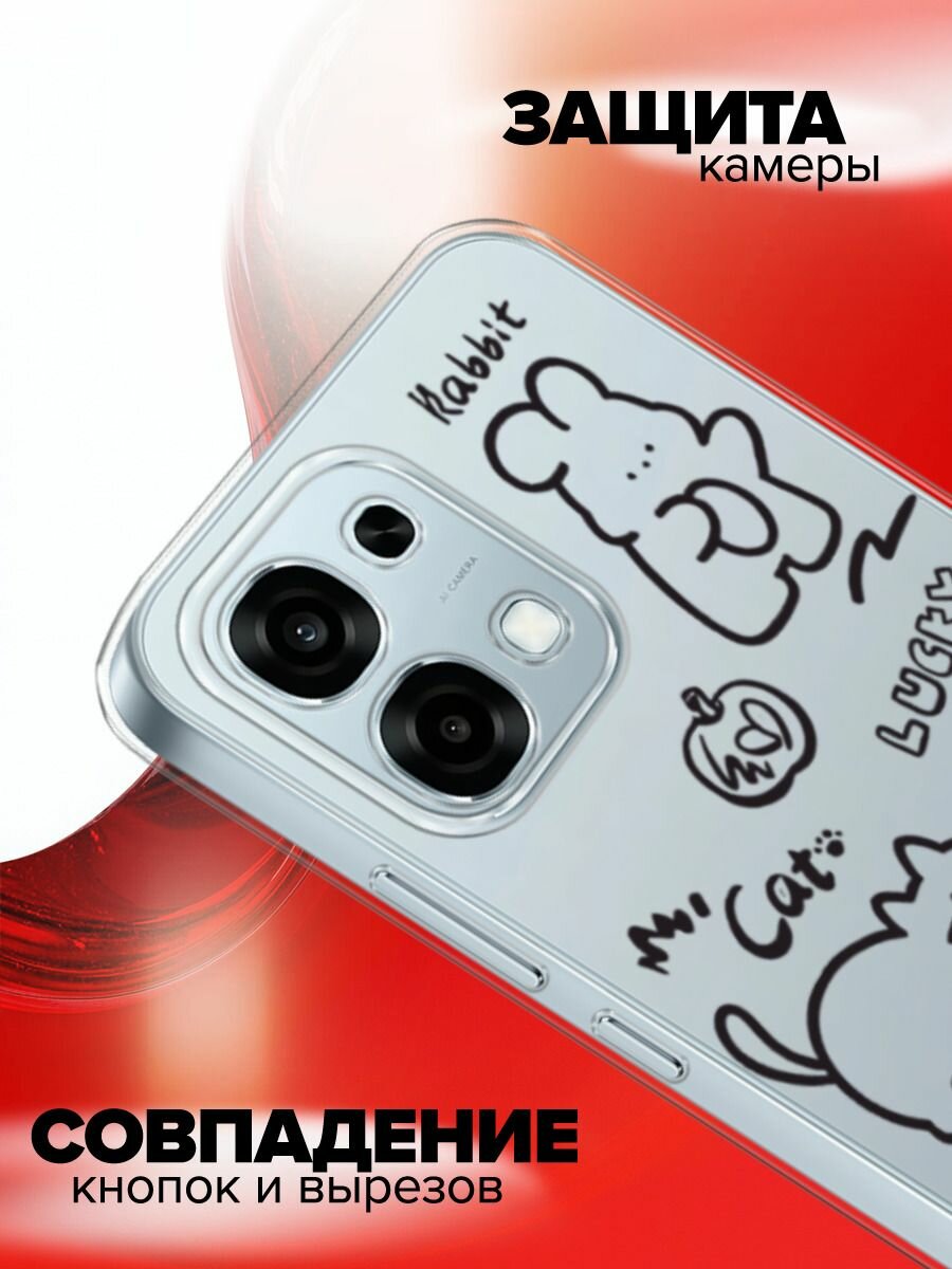 Силиконовый чехол на Oppo A6 Pro / Оппо A6 Про с принтом Lucky animals — фото 1