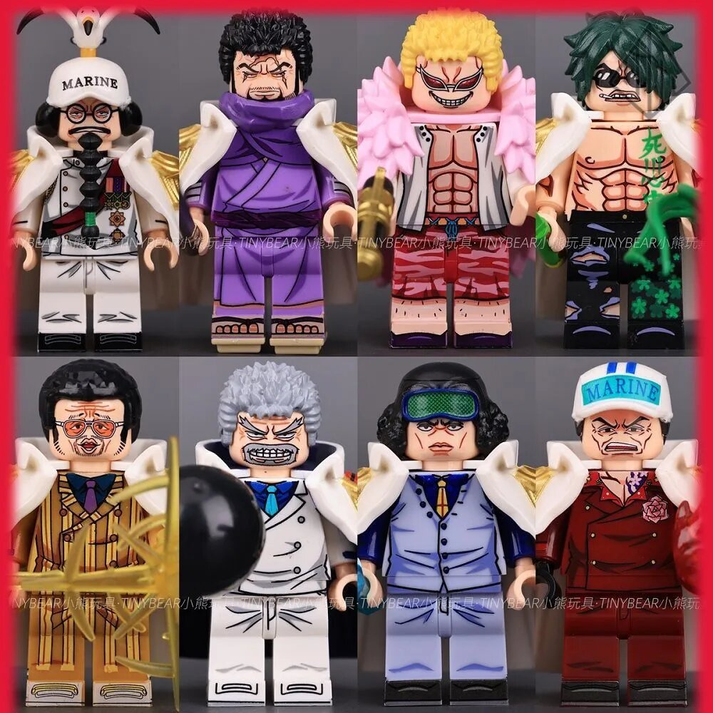 'Набор минифигурок "One Piece" /Garp, Aramaki, Sengoku, Issho. совместимы с легo конструкторами 8шт. (Высота фигурки: 4,5 см, пакет)/WM6187