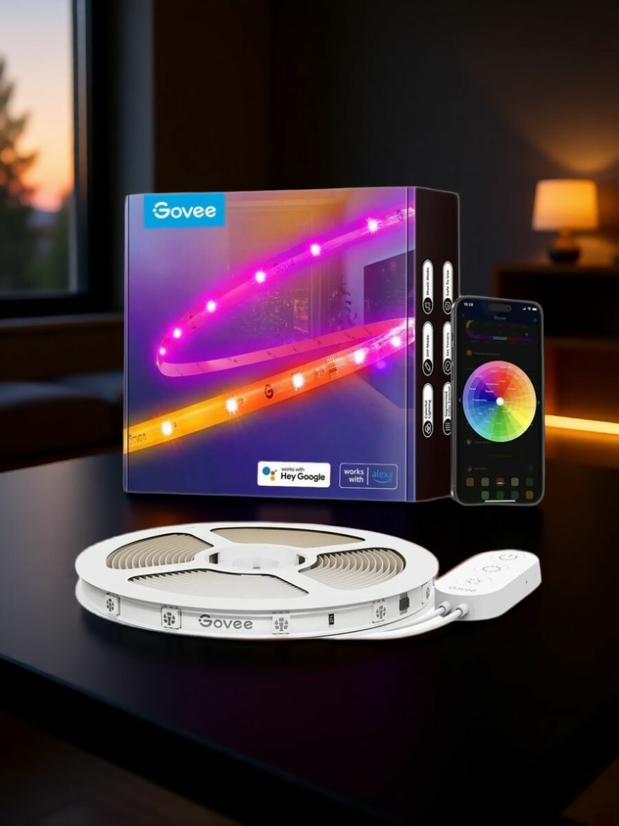 Светодиодная лента RGB Govee RGBIC Basic Wi-Fi + Bluetooth LED Strip Lights, умная LED подсветка 5 метров H618A3D1