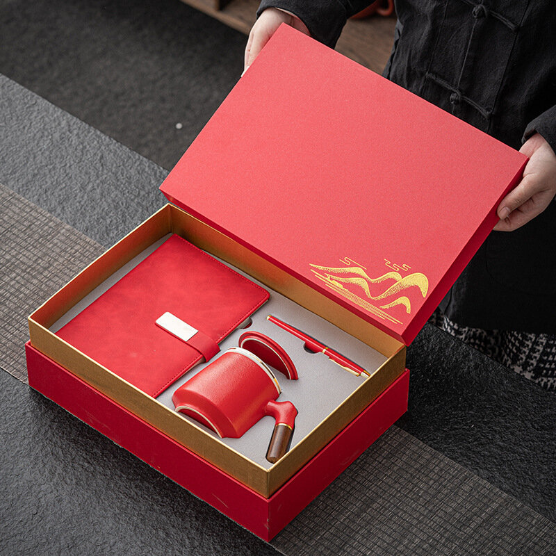 Набор из керамической кружки и блокнота, деловой подарок, сувенир для ежегодного корпоративного собрания, памятный предмет к открытию магазина, корпоративный подарок.