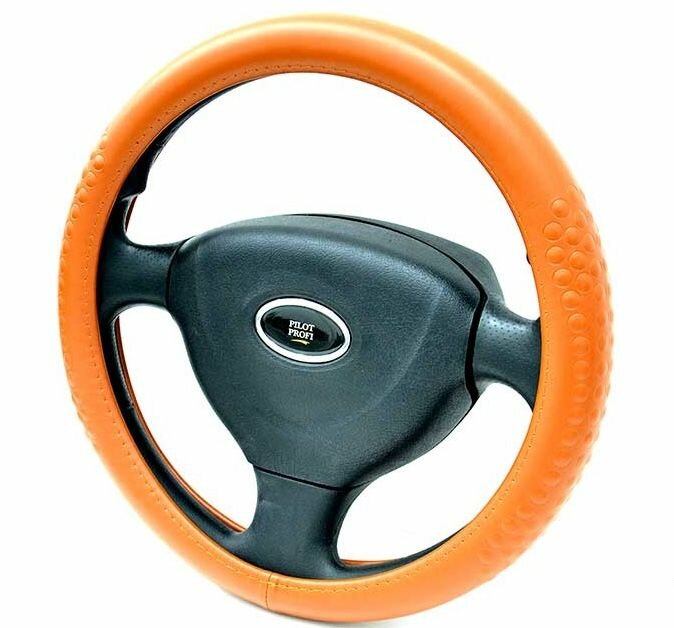 Оплетка на руль для автомобиля Шкода / Skoda Octavia, Rapid, Yeti, Kodiaq, Superb и др, в коричневом цвете, Натуральная кожа