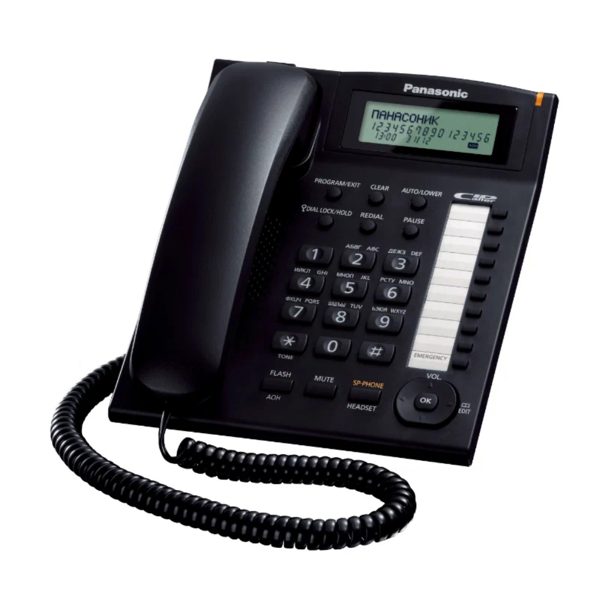 Проводной телефон Panasonic KX-TS2388, черный, книга на 50 номеров, громкая связь