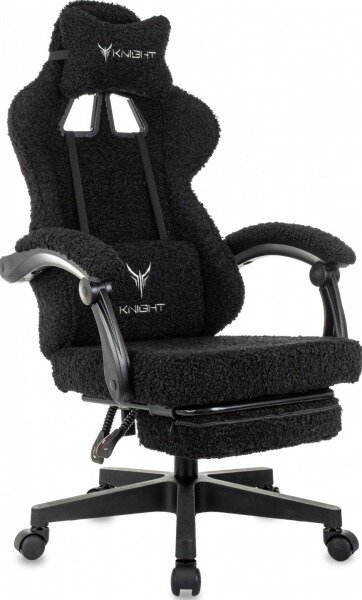 Кресло игровое Knight Lord/F черный, экомех, крестов. пластик, подст. для ног