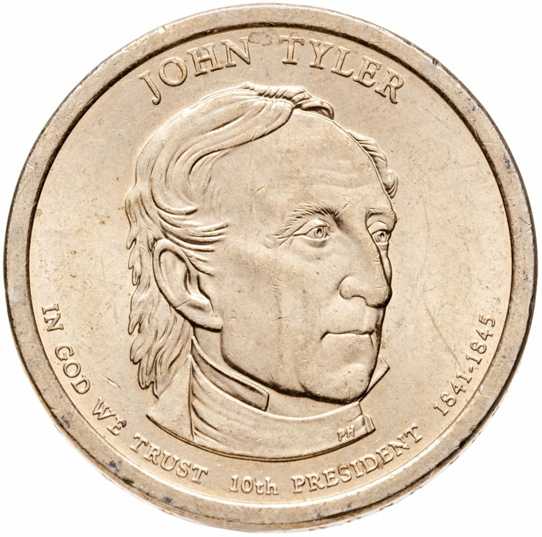 США 1 доллар 2009 D "10-й президент США - Джон Тайлер", Латунь, в сохранности UNC