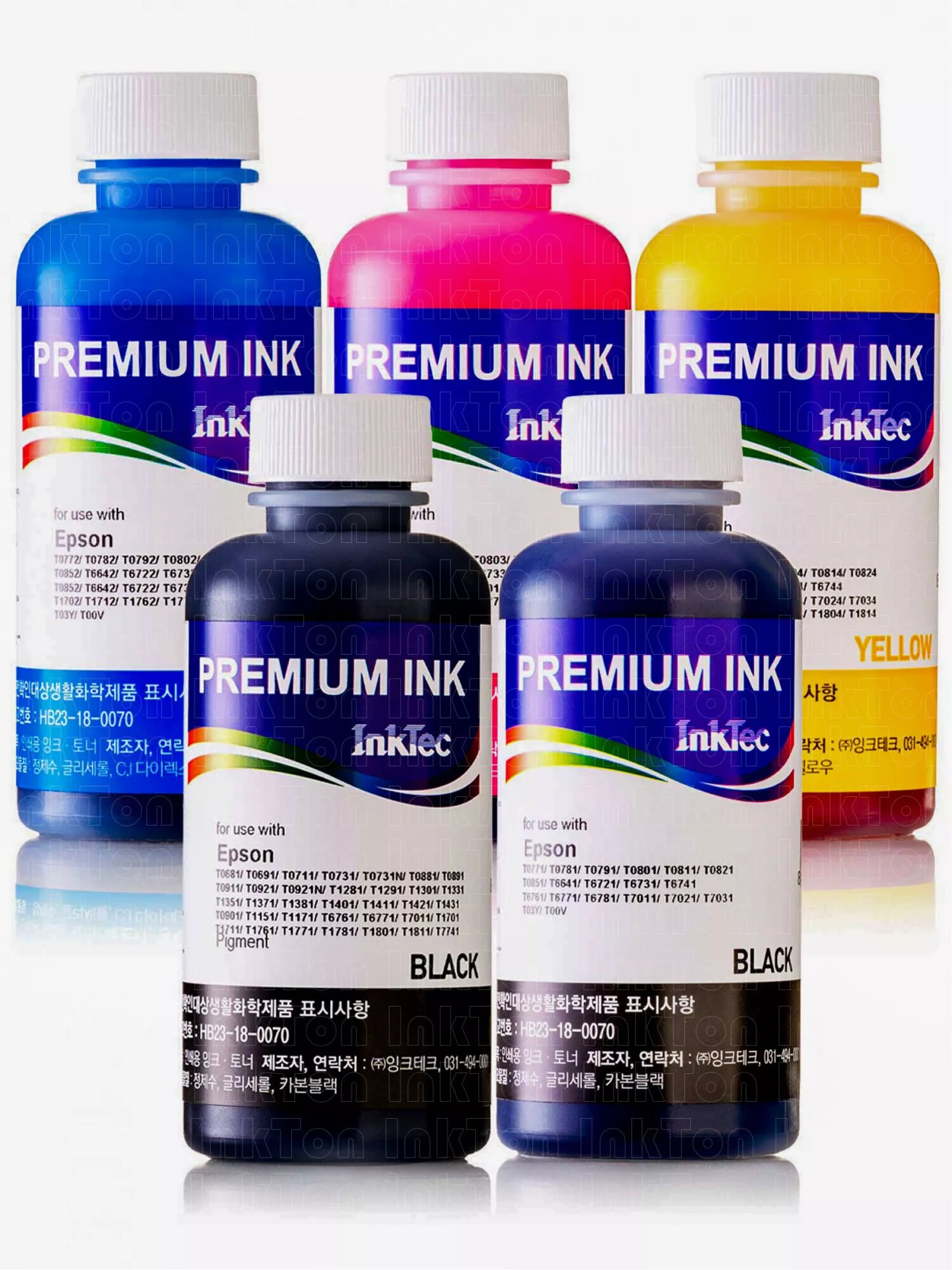 Чернила для принтера Epson XP-510, XP-520, XP-600, XP-605, XP-610, XP-620, XP-625, XP-700, XP-710, XP-720, XP-800, XP-810, XP-820, 5х100 мл, комплект