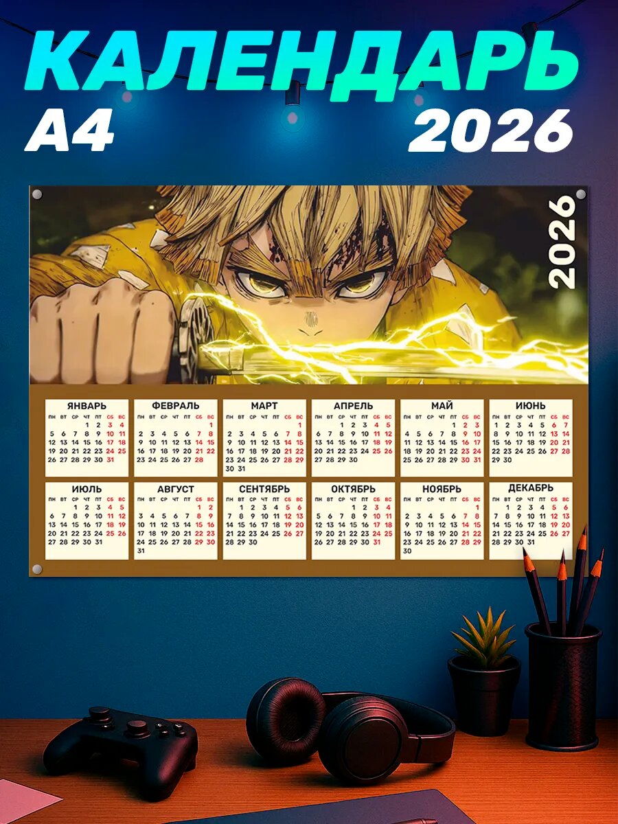 Календарь 2026 настенный Клинок рассекающий демонов Зеницу