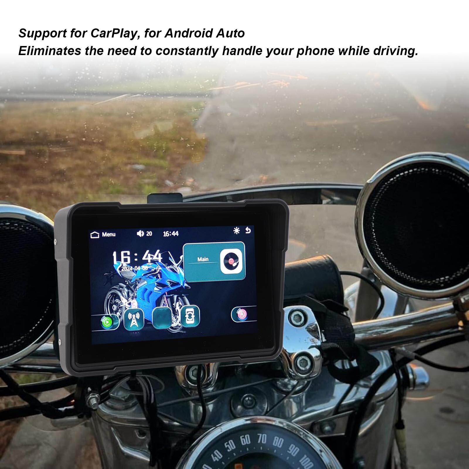 5-дюймовый GPS-навигатор для мотоцикла: Android Auto/Carplay, сенсорный HD, портативный, передняя+задняя камера