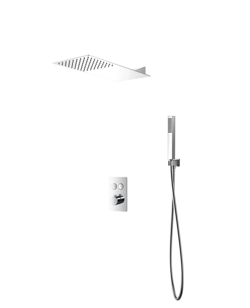 Душевой комплект SantiLine SL-9014 5 в 1, встраиваемый, с внутренней частью в комплекте, с термостатом, со смесителем, из нержавеющей стали, хром, глянцевый, душевая система