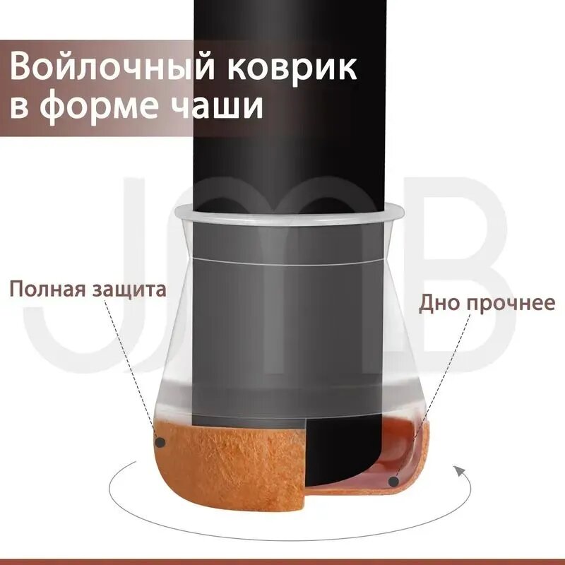 Протекторы для ножек стульев 16 шт 30.1-40мм силиконовые прозрачные — фото 1