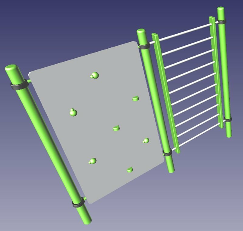 Спортивный комплекс шведская стенка со скалодромом уличный тросет 001