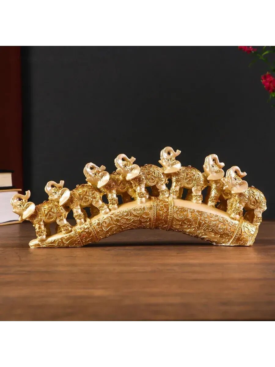 Сувенир "Семь слонов на бивне" 10х24х3,5