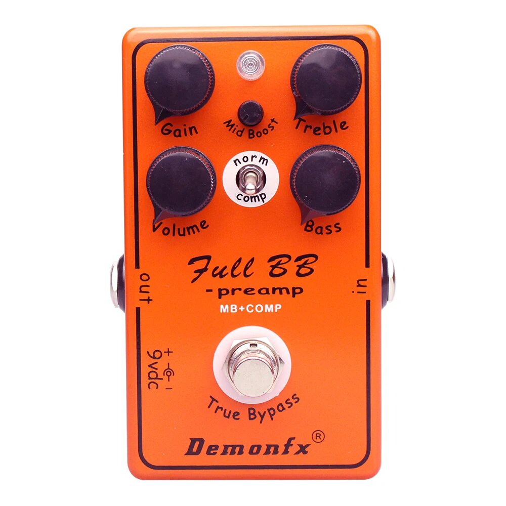 Педаль эффектов для гитары Demonfx Preamp FULL PREAMP с широкой различкой звуков, предусилителем Overdrive Boost, COMP