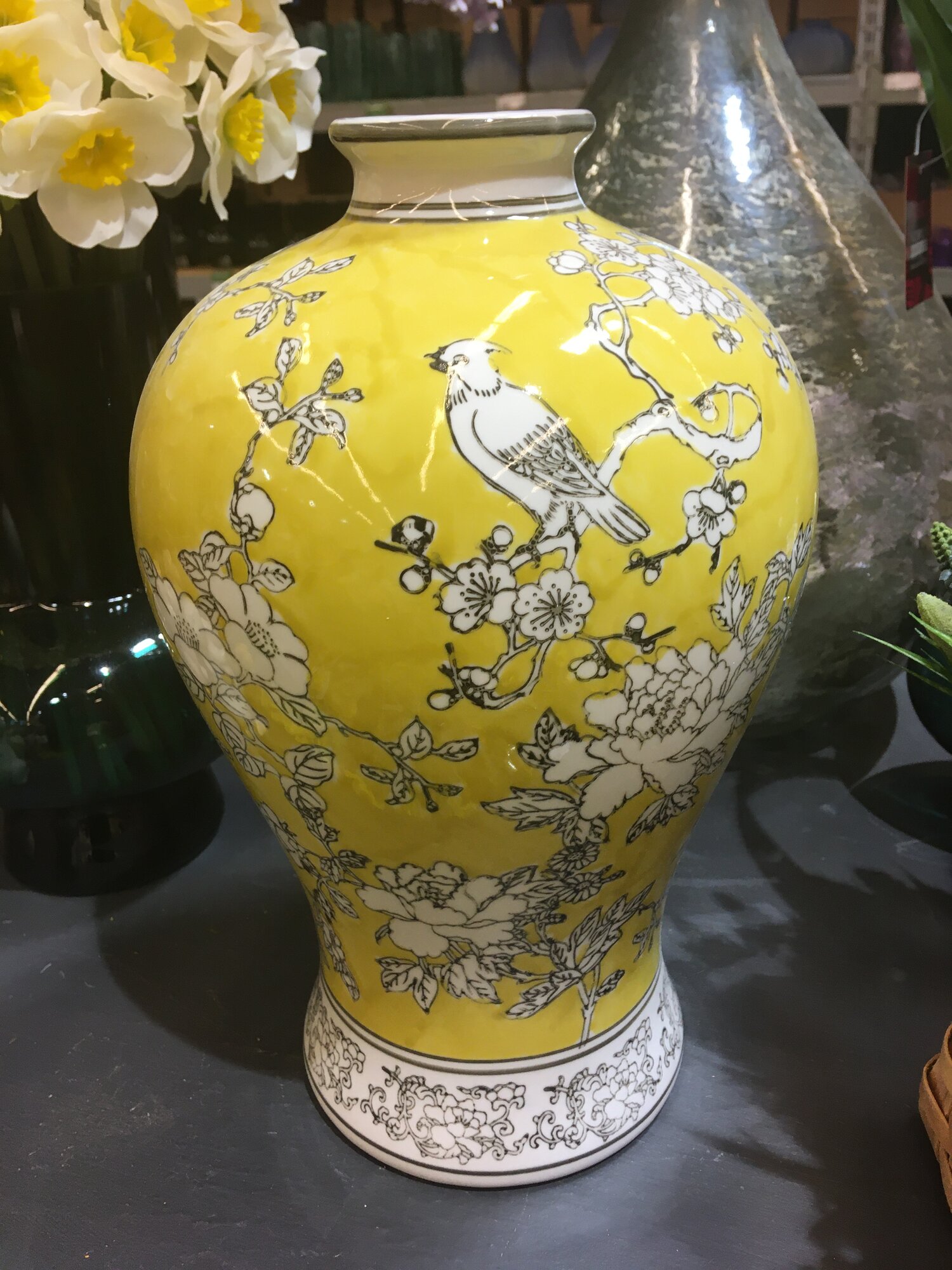 Ваза «Шинуазри Yellow», D 21см, Н 33см, керамика, желтый