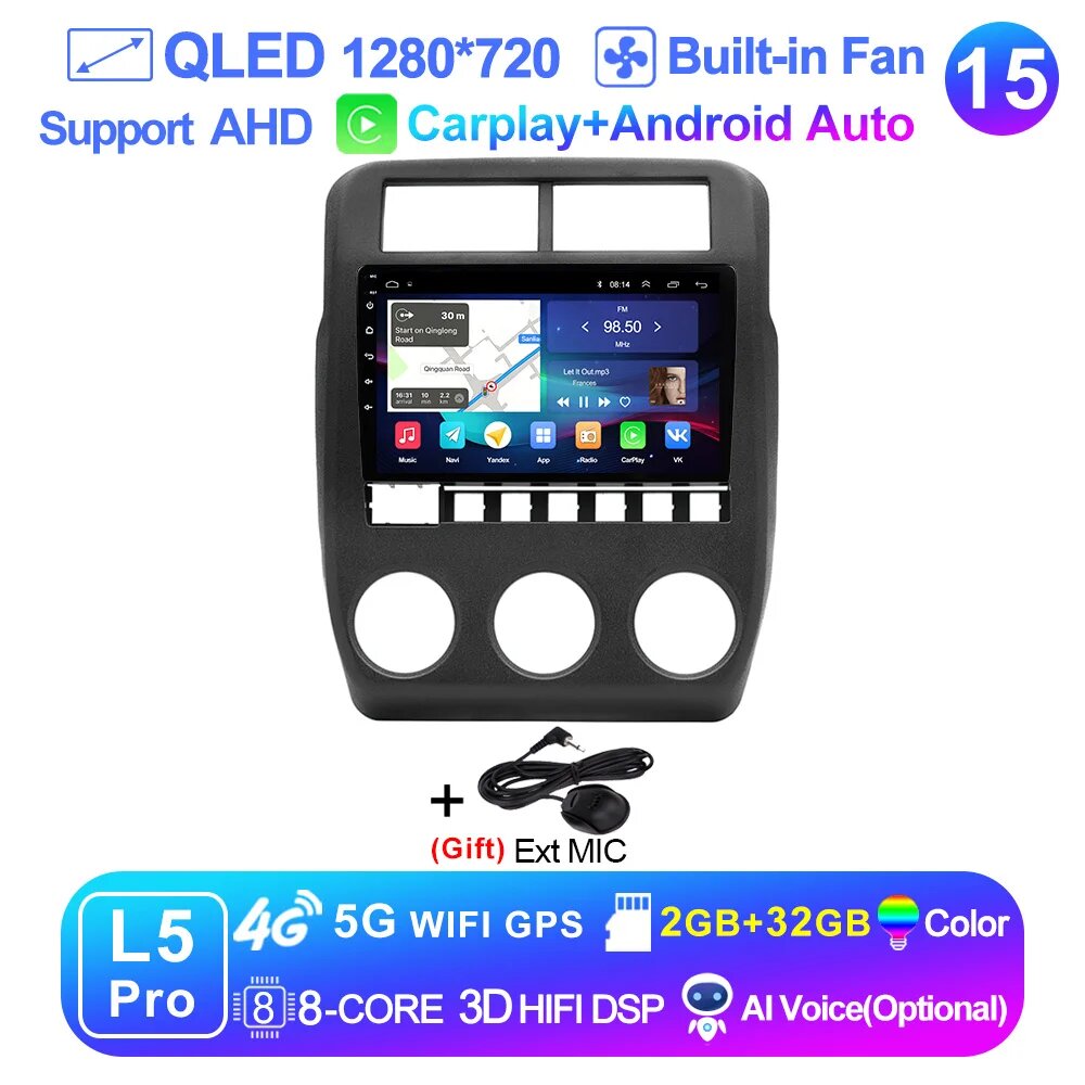 Автомагнитола LEHX L6 pro, 2 Din, Android 14, gps, dvd, Wi-Fi, QLED L5 Pro(2-32GB)-0