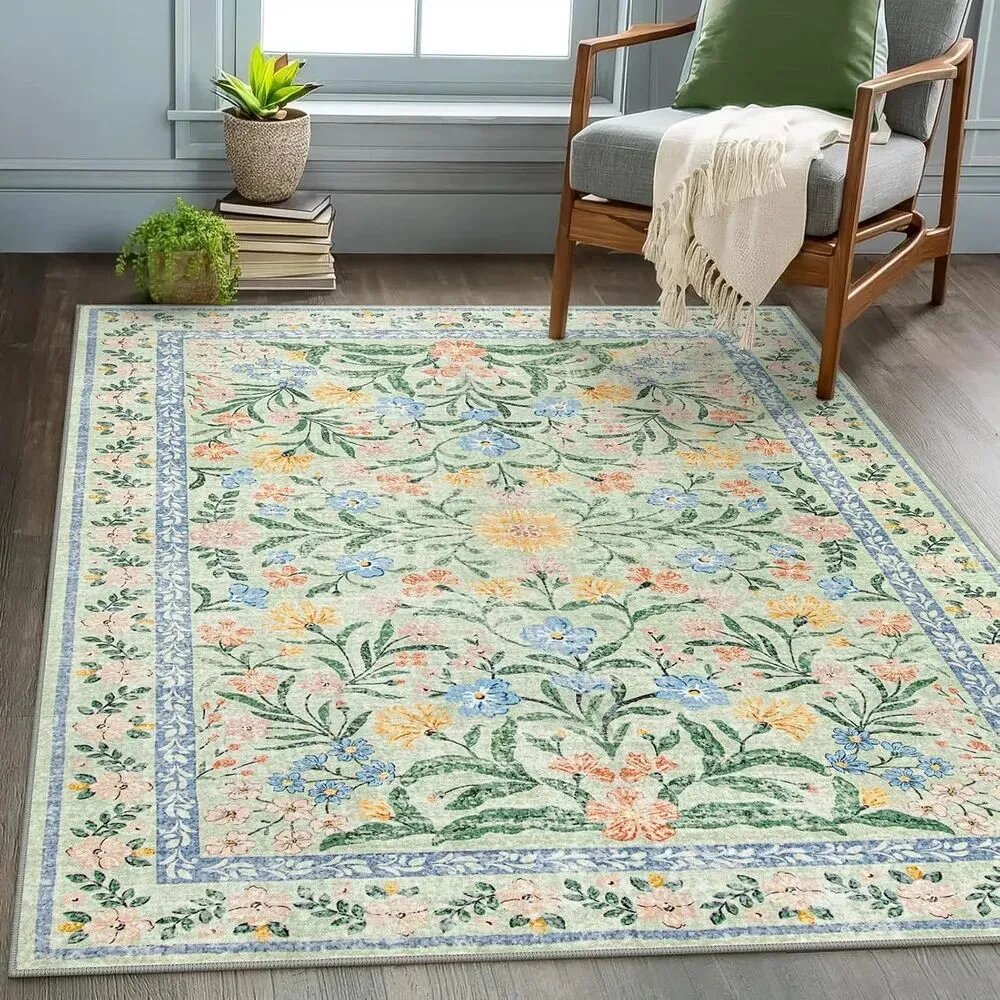 ZARA HOME Ковер 300x200 см 7 мм цветы зеленый