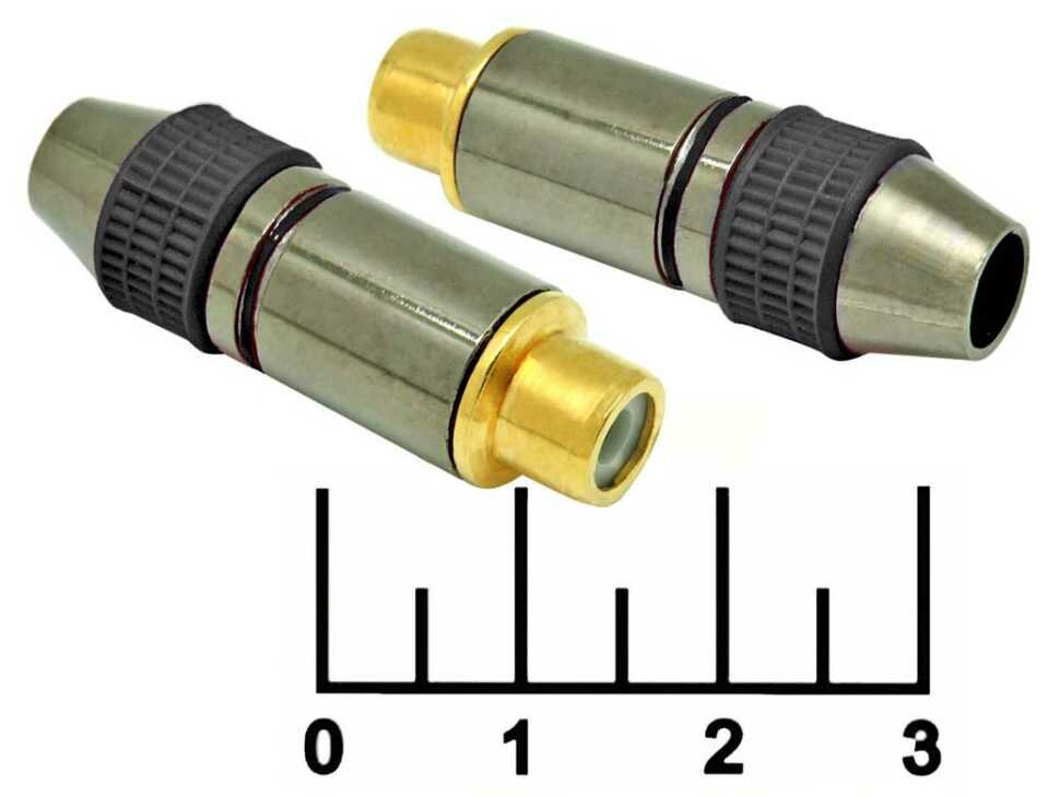 Разъем RCA гнездо на кабель gold черный