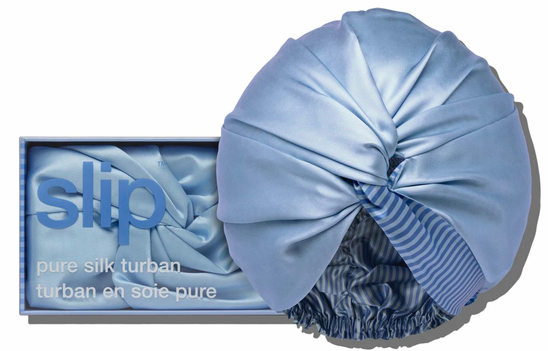 Тюрбан для сна из 100% шелка Slip Silk, голубой