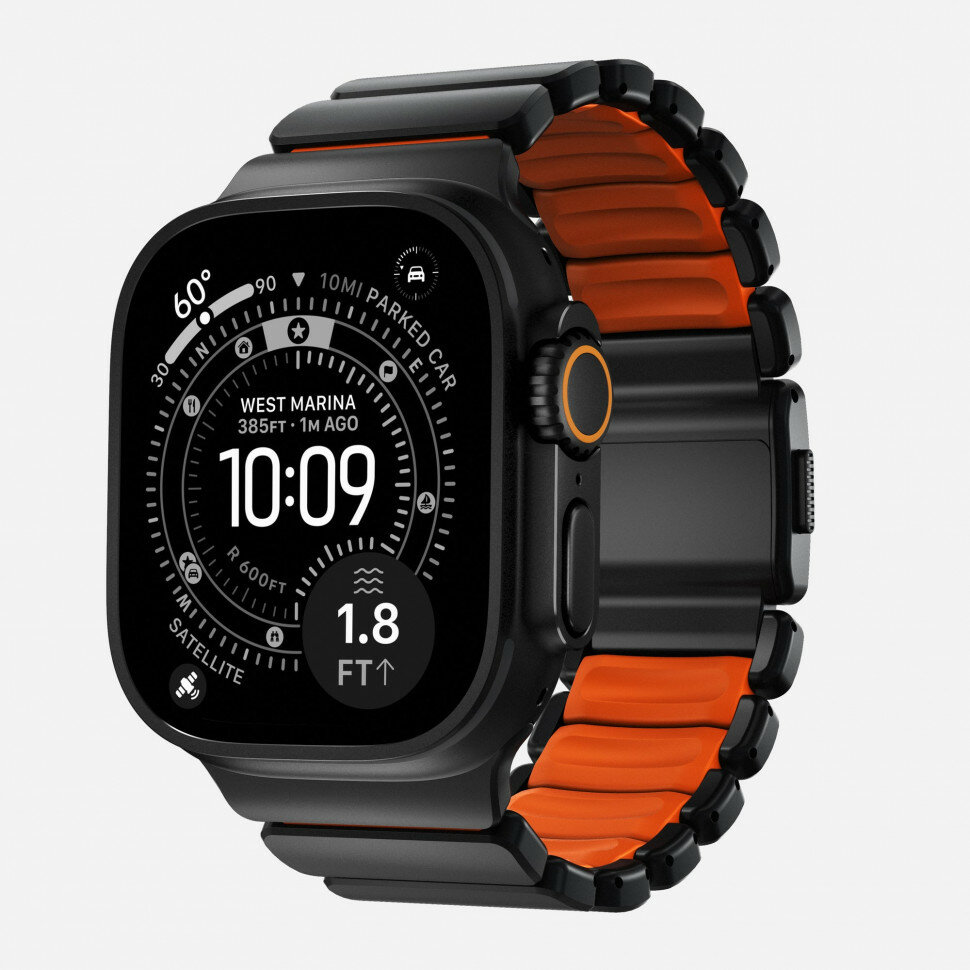 Титановый ремешок Nomad Stratos Band для Apple Watch 49/46/45/44 мм черный/оранжевый (Black/Ultra Orange)