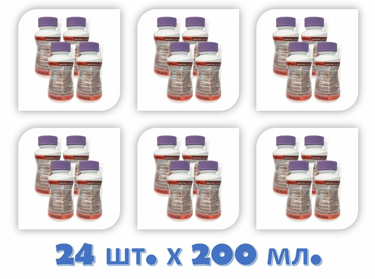 Нутрикомп Дринк Плюс B.Braun, со шоколадным вкусом, 24 шт х 200мл.