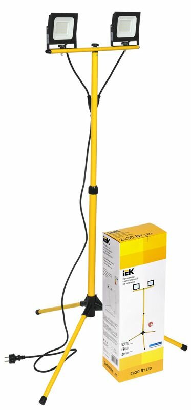 Прожектор светодиодный СДО 06-2х30Ш 6500К IP65 штатив черн. IEK LPDO606-2X030-65-K02