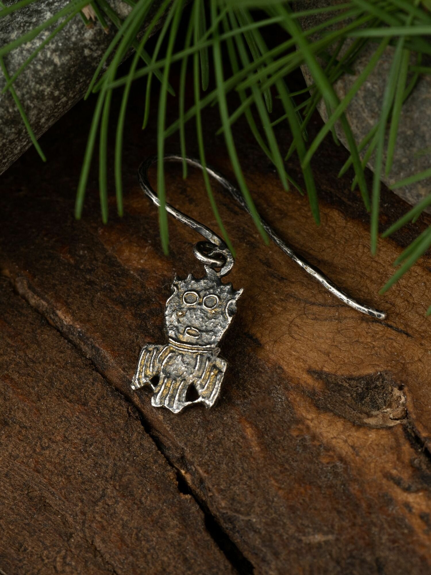 Серьги, серебро, 925 проба, чернение