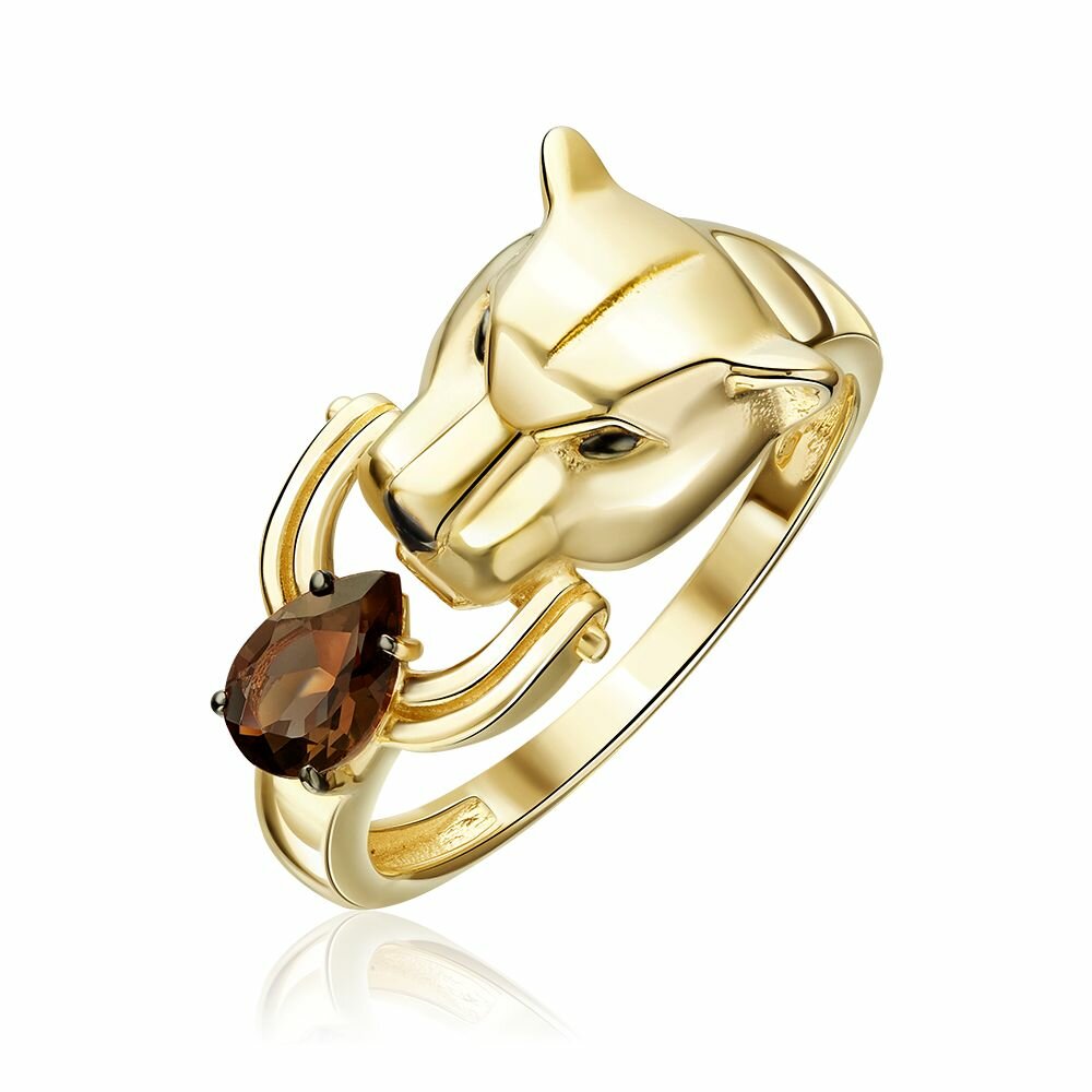 Кольцо, желтое золото, 585 проба, раухтопаз