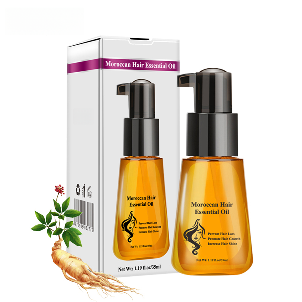 Morocco Herbal Ginseng Hair Loss Essential Oil Hair Growth Black Shines Repair Hair-root Moist Nourishing 1.19 fl.oz 35ml 1* Essential Oil