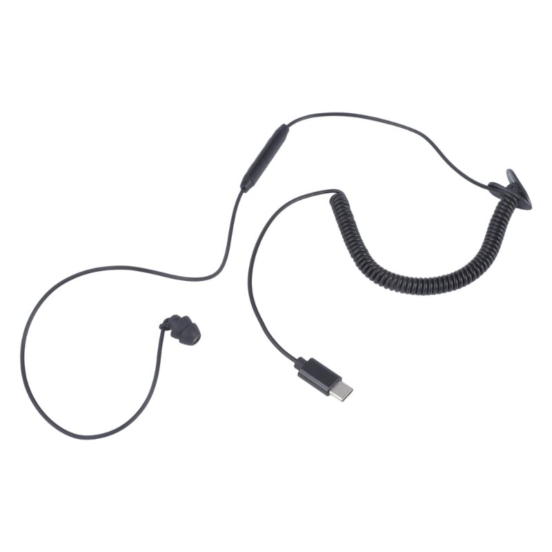 Наушники на одно ухо С выдвижным кабелем USB C Регулировка звука для безопасного использования на Открытом Воздухе Совместимые Мобильные устройства