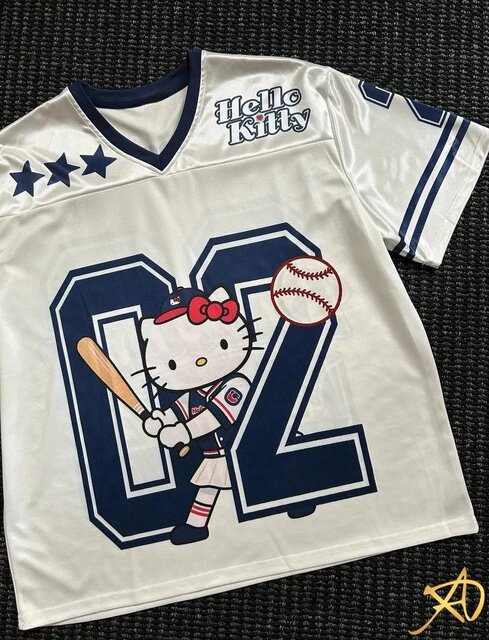 Летняя толстовка Sanrio Hello Kitty с мультяшным рисунком для мужчин и женщин, в стиле Y2K, с V-образным вырезом, свободного кроя, повседневная, легкая, дышащая, в уличном стиле. Размер: 3XL
