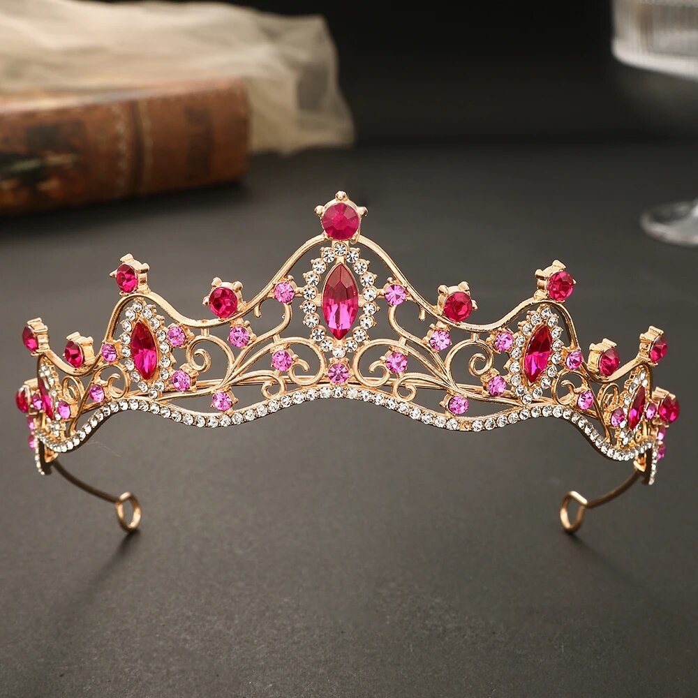Свадебная корона, золотые свадебные аксессуары для волос, хрустальные стразы, свадебные диадемы и короны для невесты, головной убор, диадема, украшение для волос