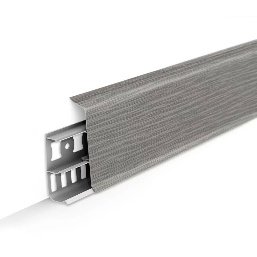 Пластиковый плинтус Идеал Деконика 70 мм Дуб пепельный 210, 1 шт.