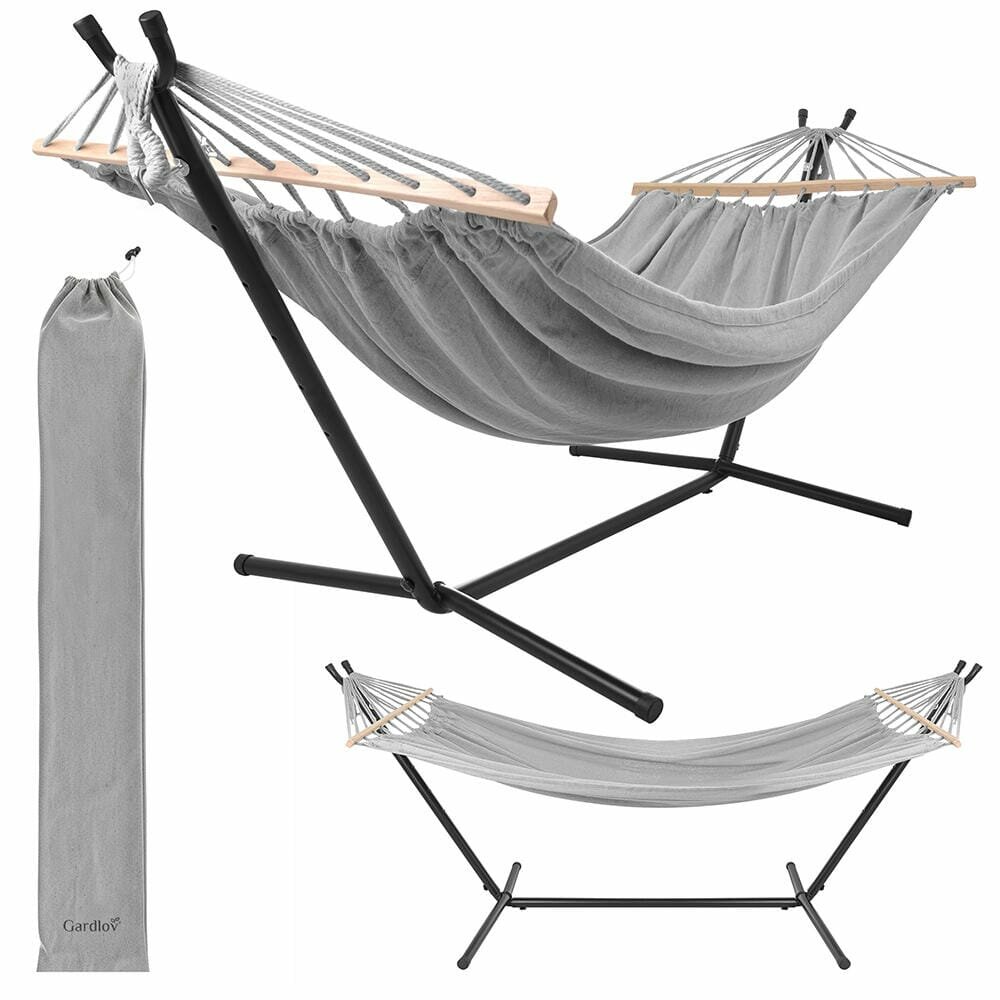 DECATHLON гамак relax, светло-серый, черный, размеры 270x150 см, максимальная нагрузка 250 кг