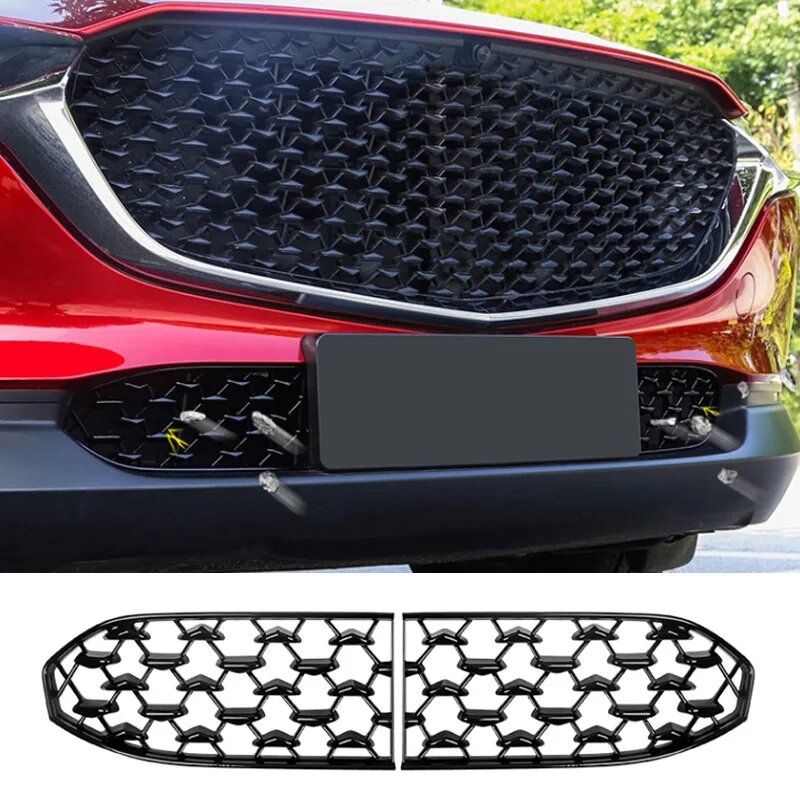 Передний Нижний Бампер гриль решетка молдинг крышка для Mazda CX30 CX-30 2020-2021 автомобиль Передняя Нижняя средняя сетка украшение черный