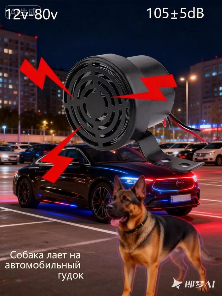 Универсальная сирена Громкий сигнал с реалистичным лаем собаки 12V-80V для авто/мото/электротранспорта