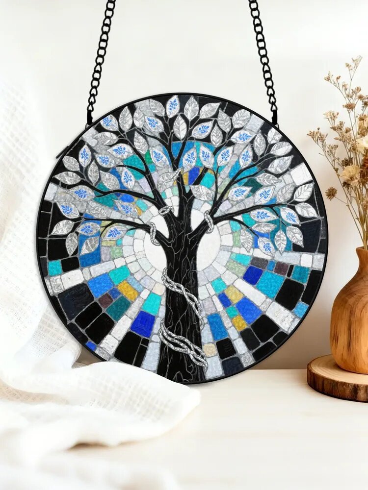 Витраж Дерево жизни стеклянное украшение окна 20 см